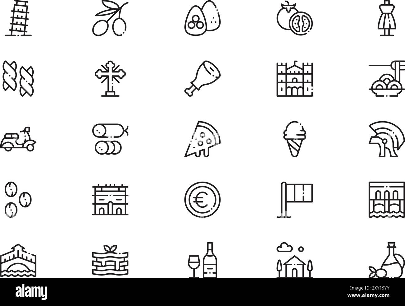 Italy icons collection is a vector illustration with editable stroke ...