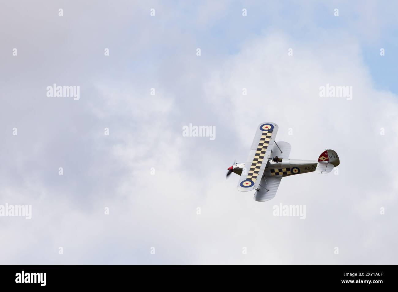 Hawker Fury bi-plane, K5674, displays at Little Gransden airfield ...