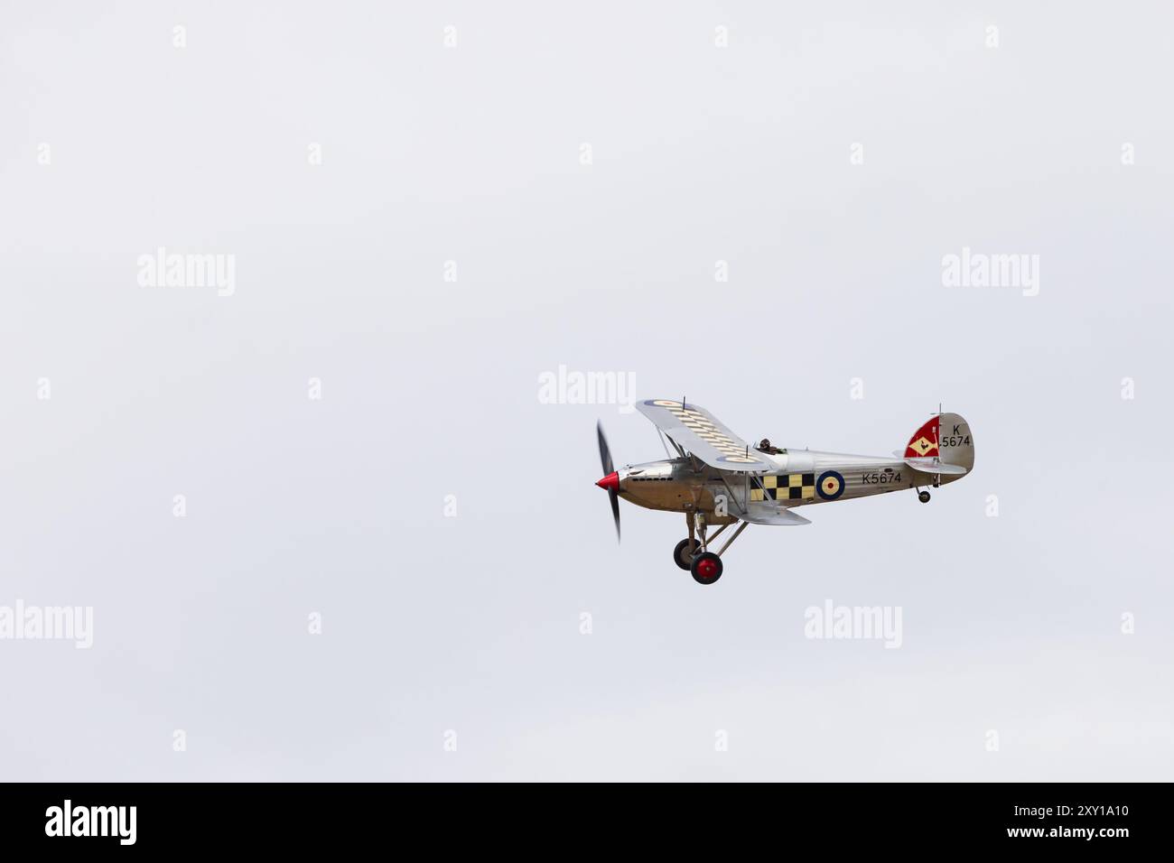 Hawker Fury bi-plane, K5674, displays at Little Gransden airfield ...