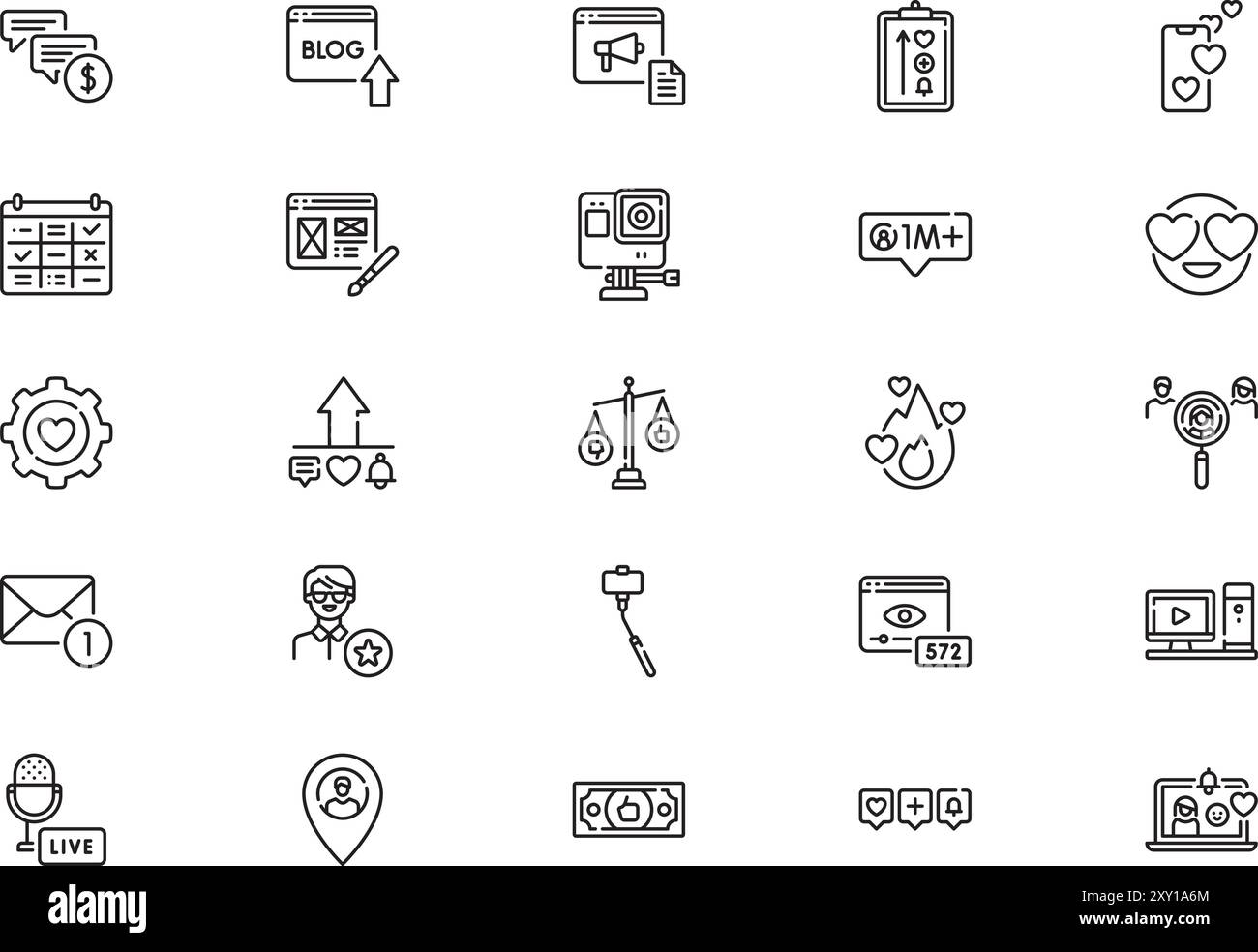 Influencer icons collection is a vector illustration with editable ...