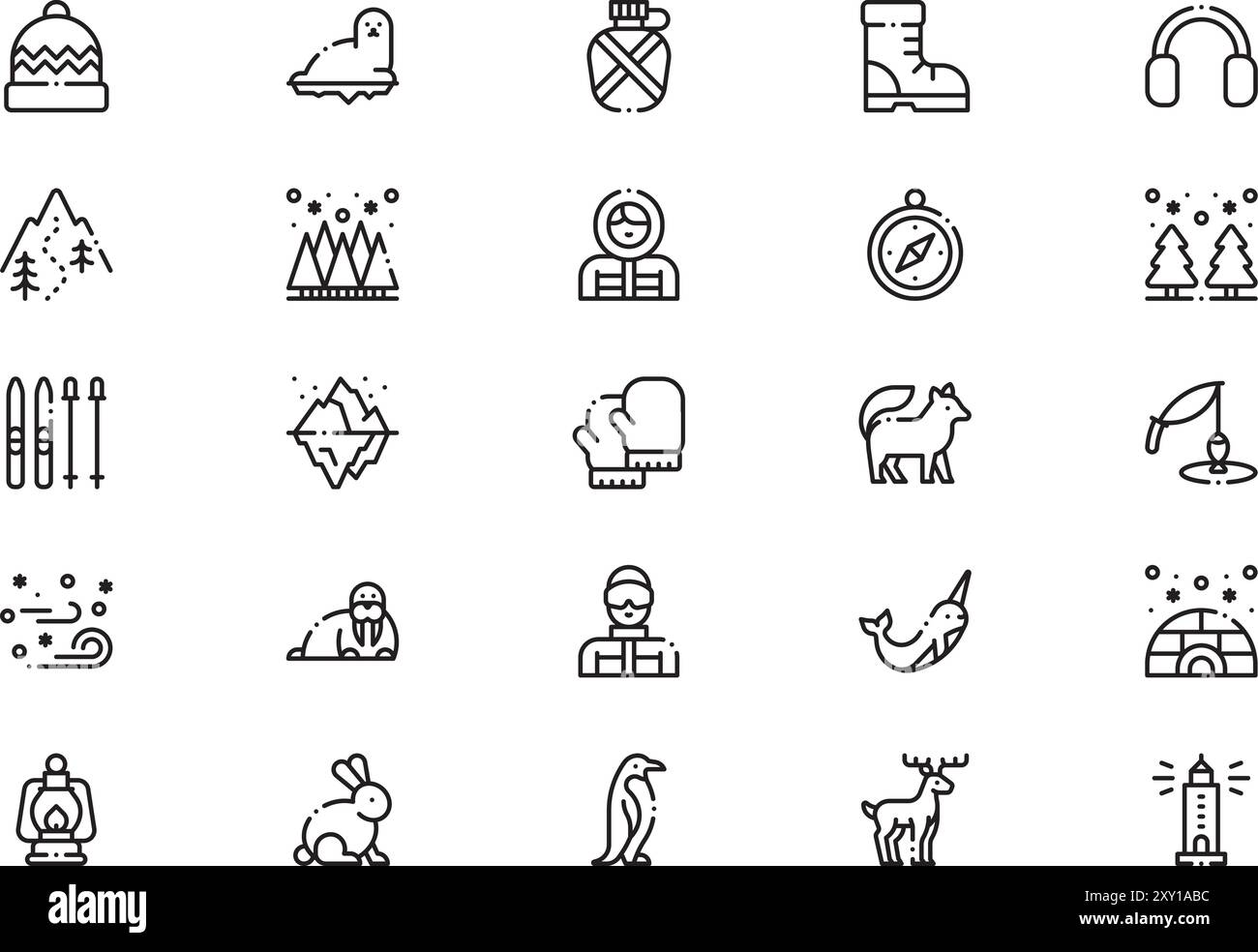 Arctic icons collection is a vector illustration with editable stroke ...