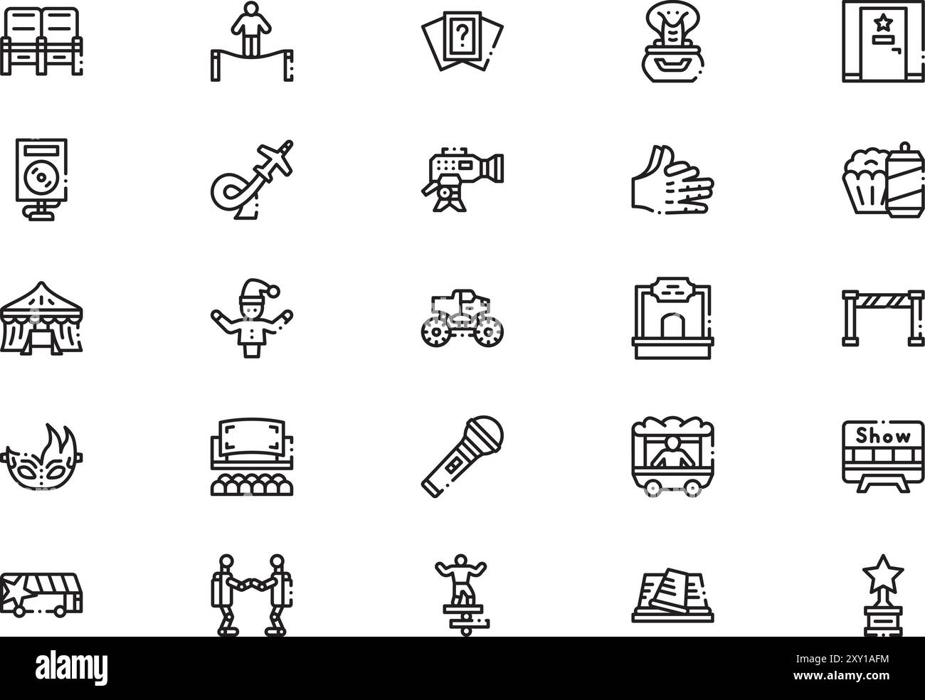Shows icons collection is a vector illustration with editable stroke ...