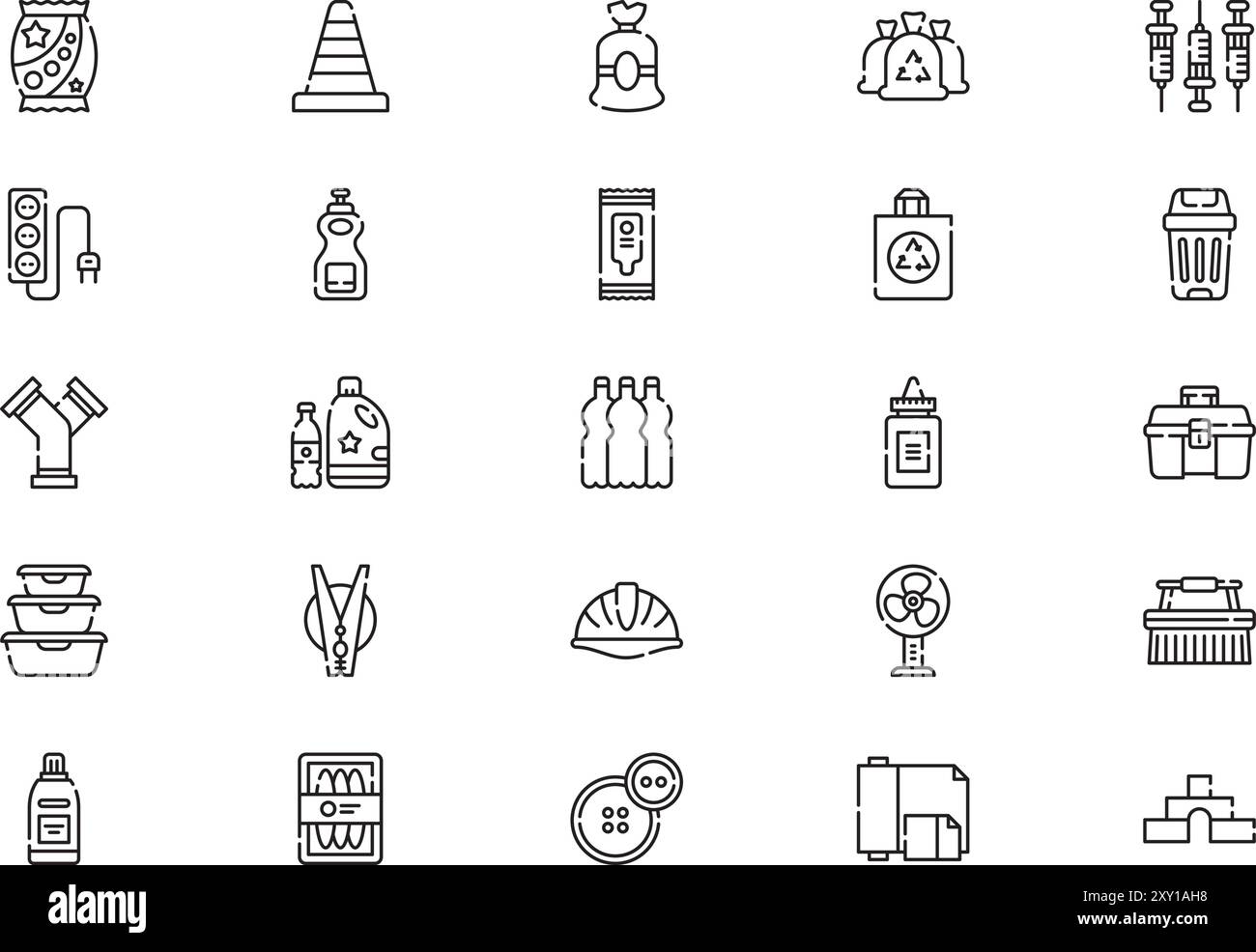 Plastic products icons collection is a vector illustration with ...