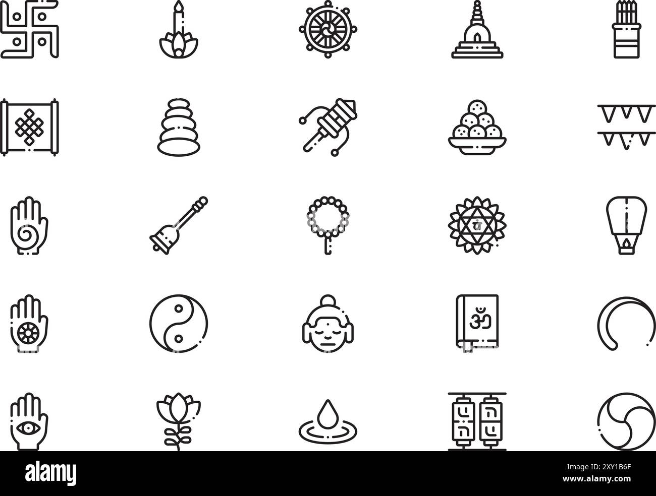 Buddhism icons collection is a vector illustration with editable stroke ...