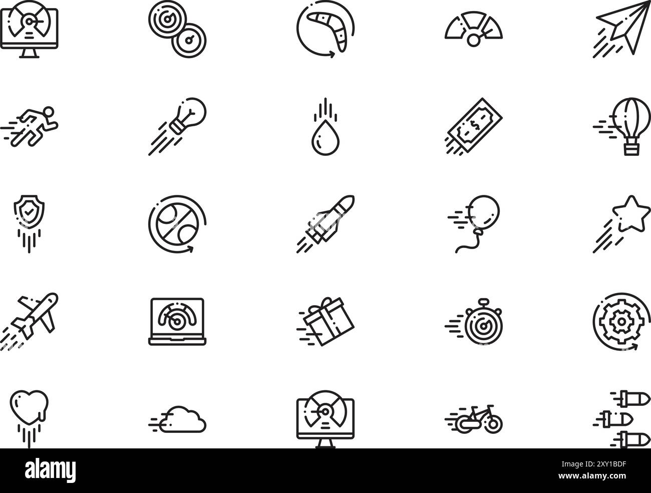 Motion and speed icons collection is a vector illustration with ...