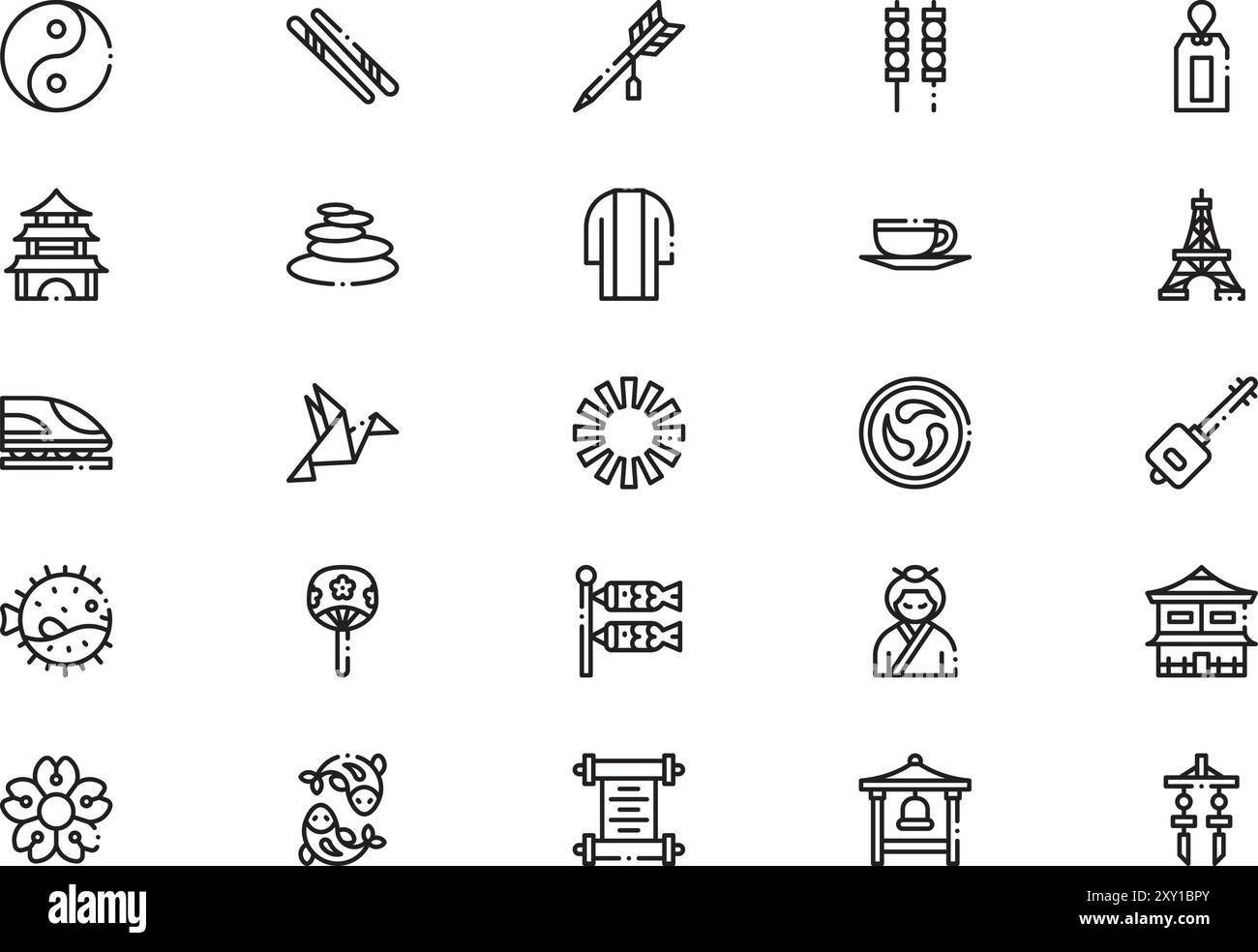 Japan icons collection is a vector illustration with editable stroke ...