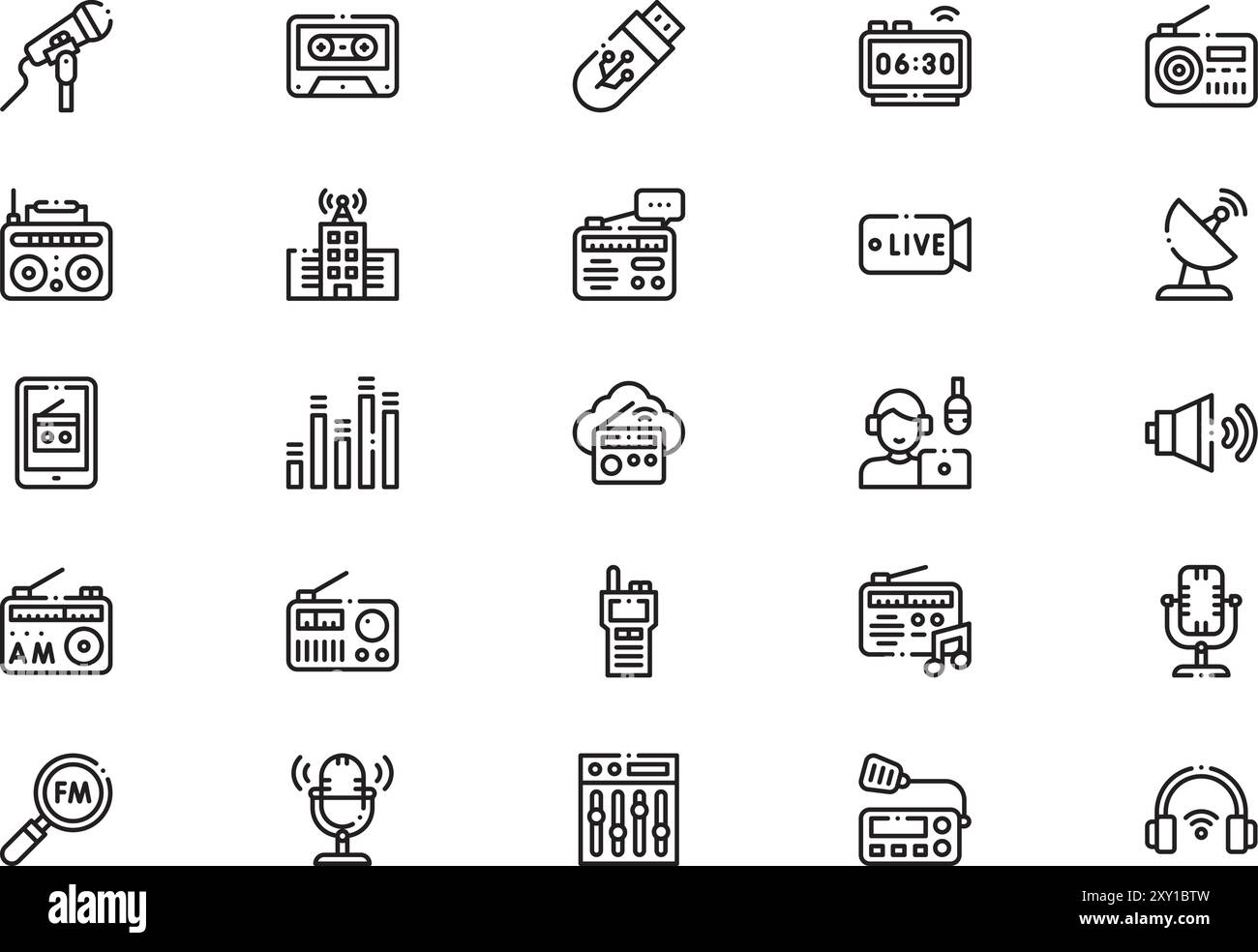 Radio icons collection is a vector illustration with editable stroke ...