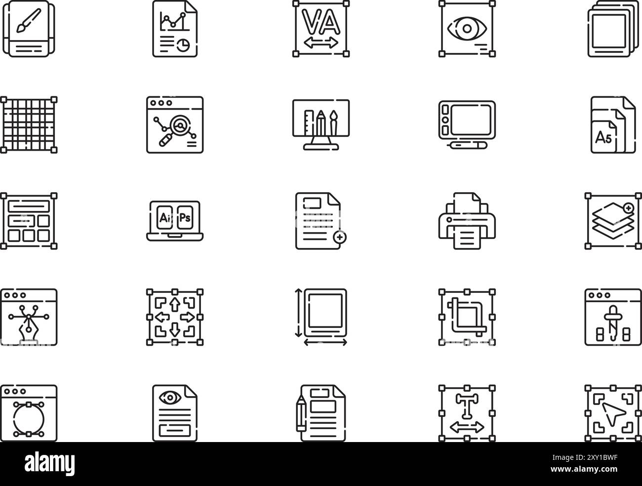 Editorial design icons collection is a vector illustration with editable stroke Stock Vector ...