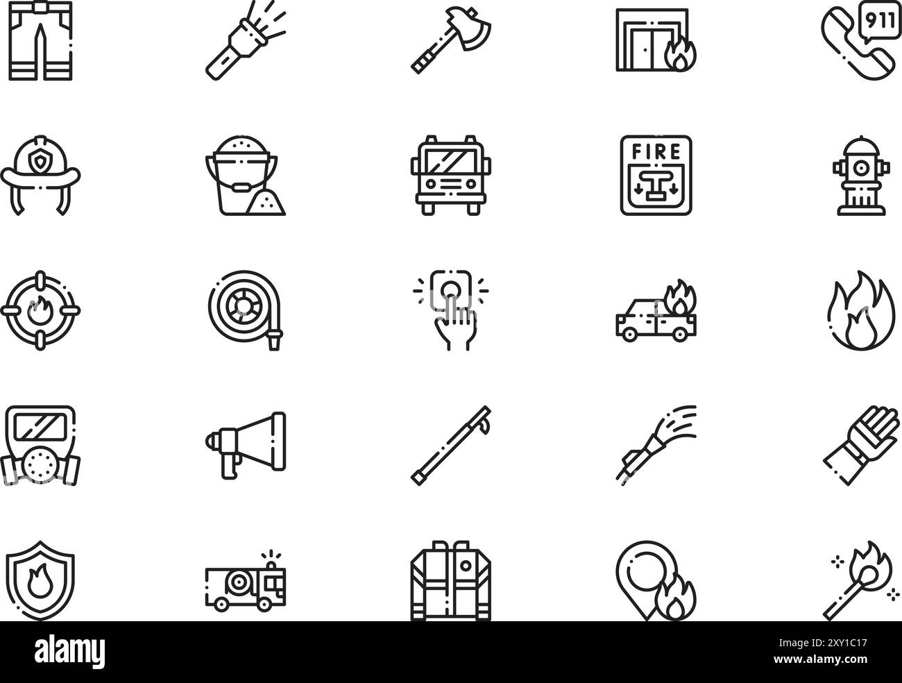 Firefighter icons collection is a vector illustration with editable ...