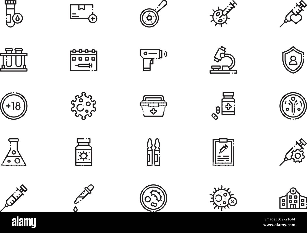 Vaccination icons collection is a vector illustration with editable ...