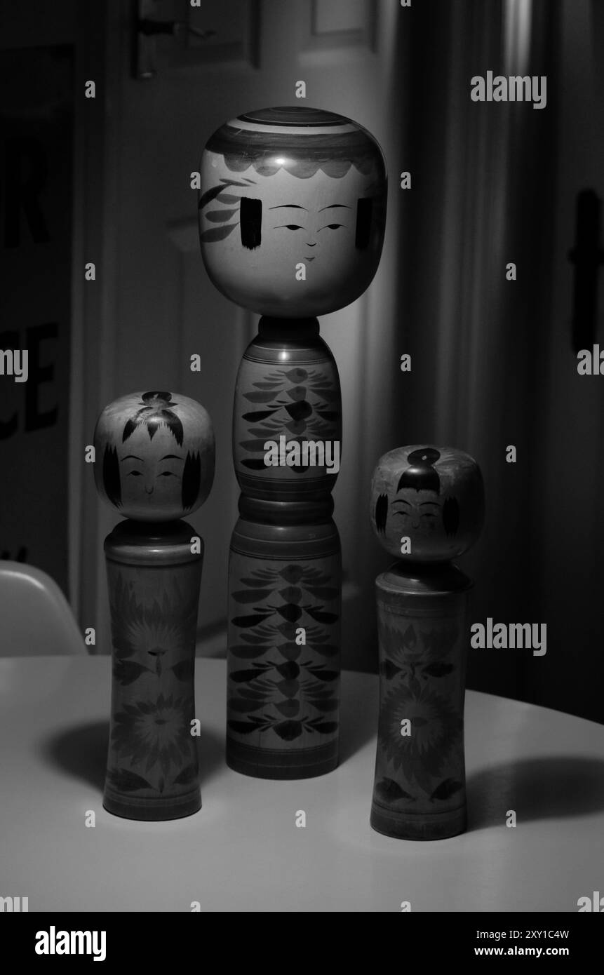 Black and White kokeshi dolls Stock Photo - Alamy