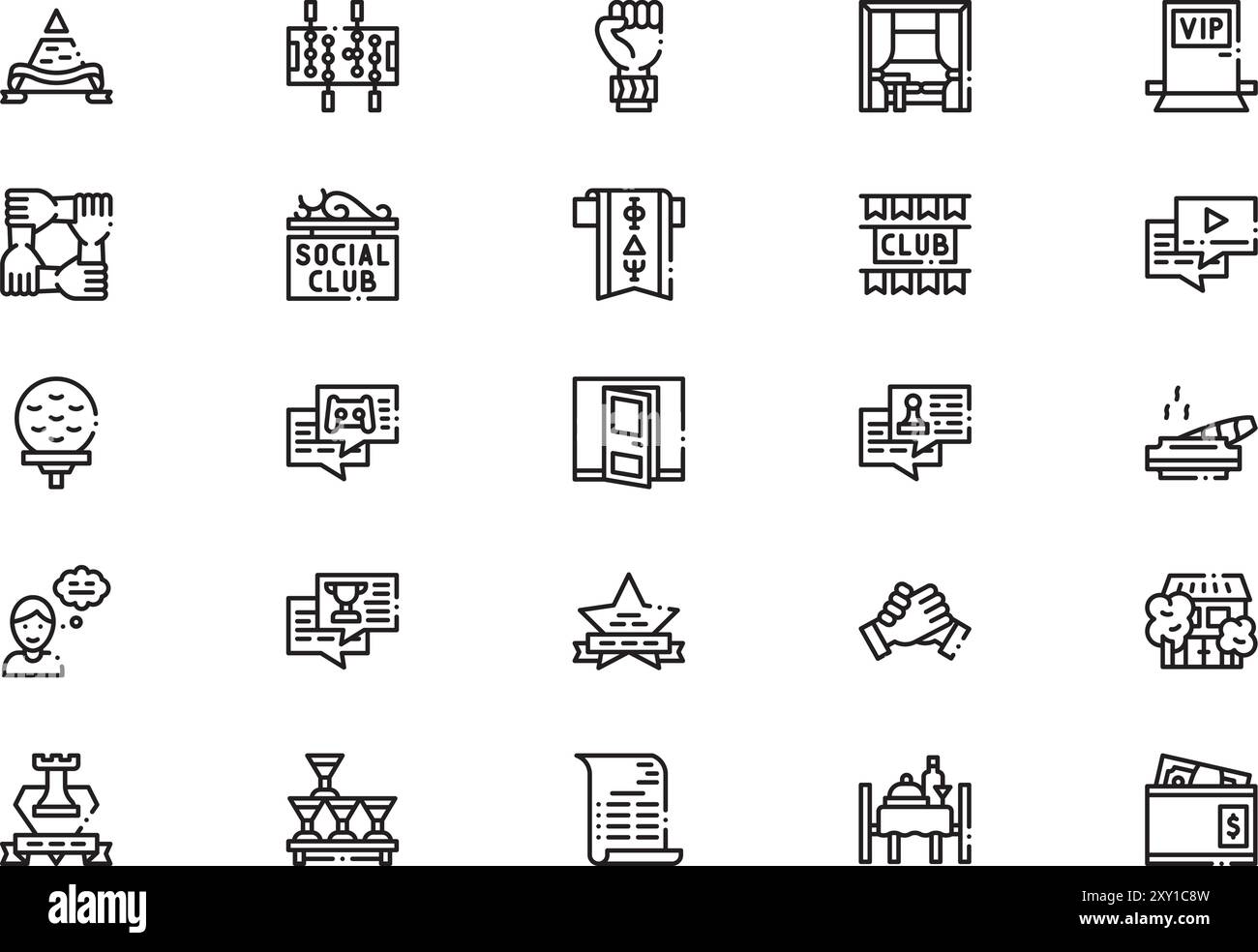 Social club icons collection is a vector illustration with editable stroke Stock Vector Image ...