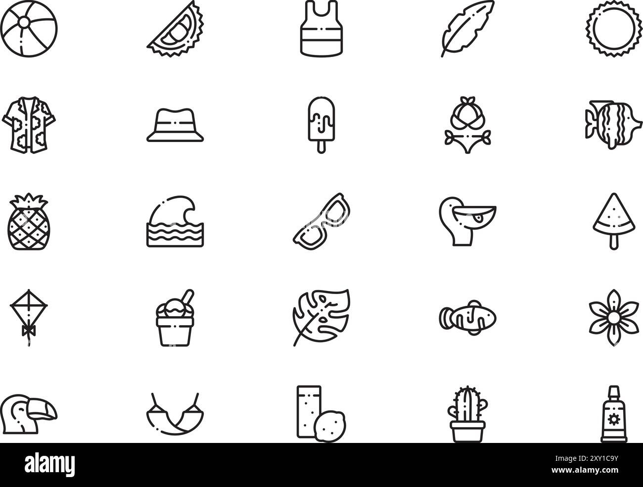 Tropical icons collection is a vector illustration with editable stroke ...