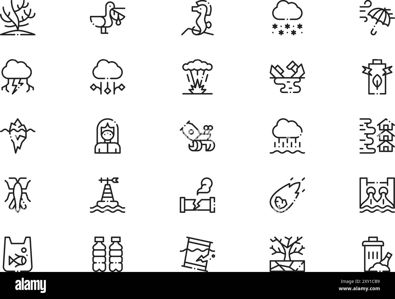 Climate change icons collection is a vector illustration with editable ...