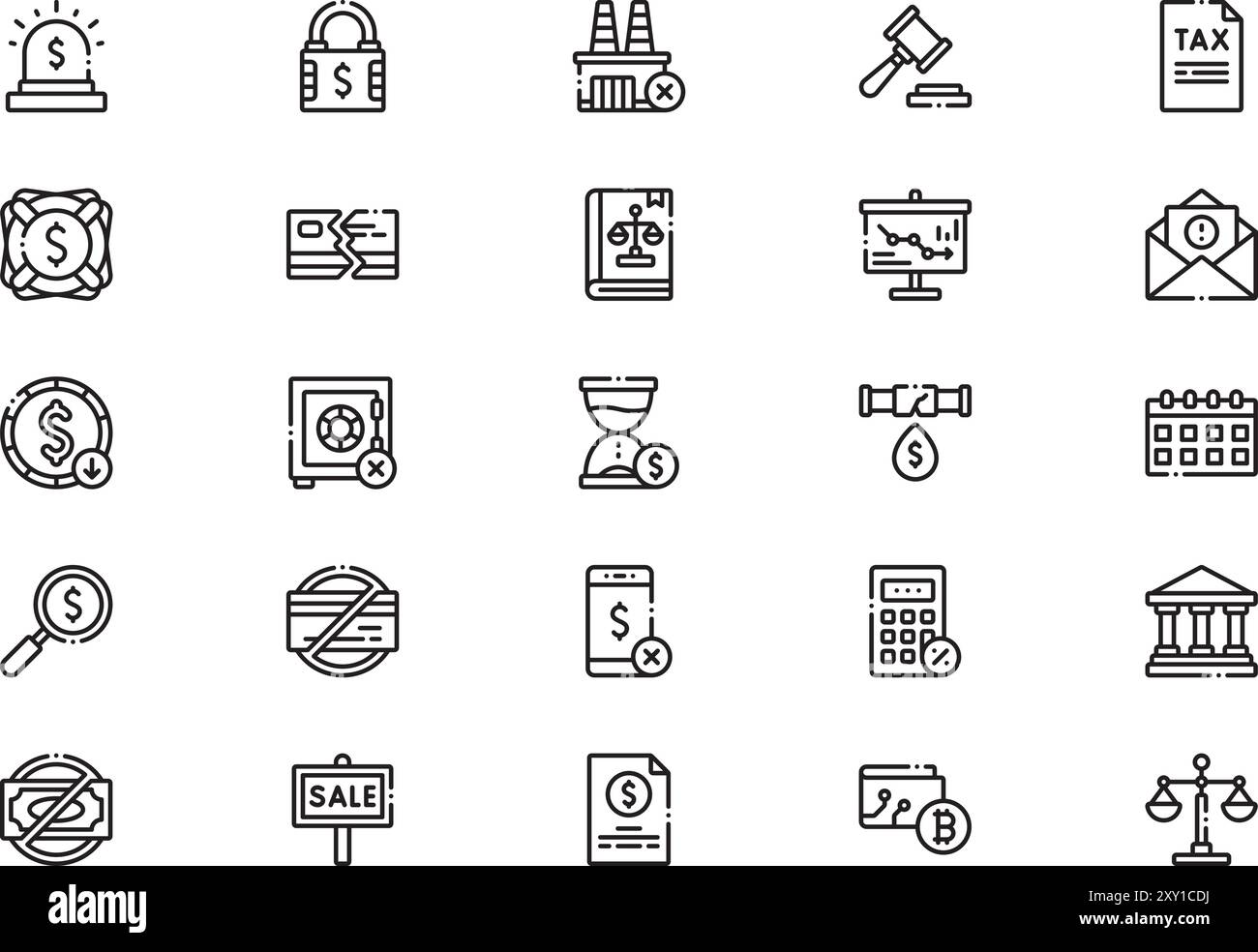 Bankruptcy icons collection is a vector illustration with editable ...
