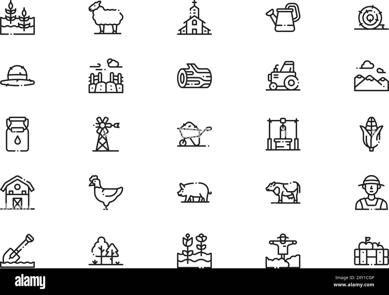 In the village icons collection is a vector illustration with editable ...