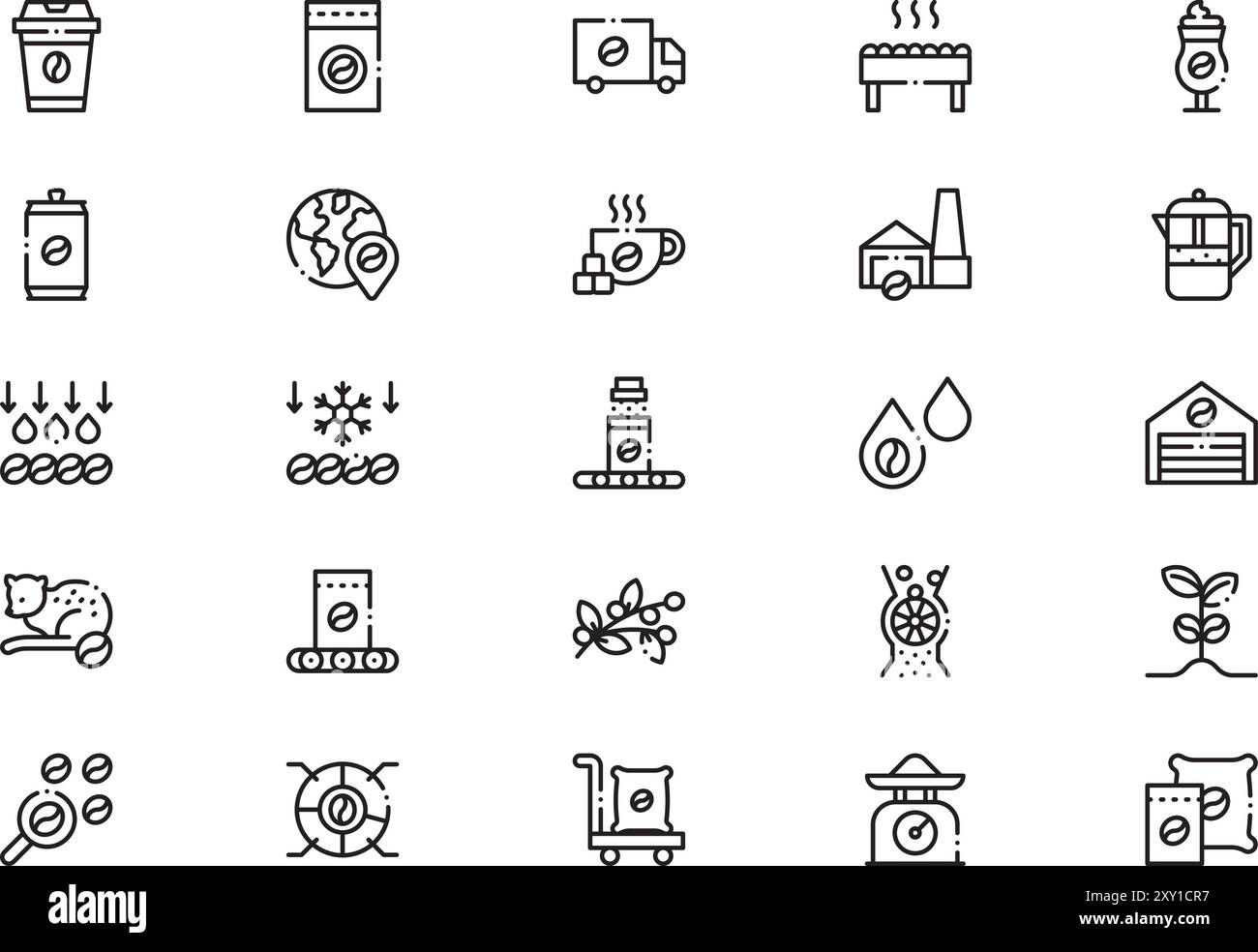 Coffee production icons collection is a vector illustration with ...