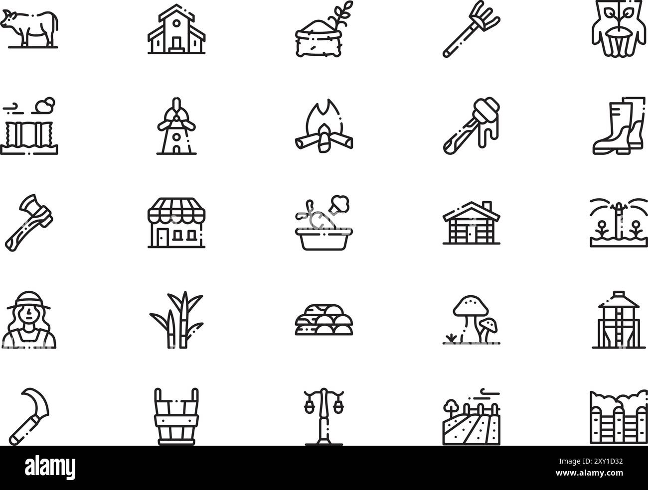 In the village icons collection is a vector illustration with editable ...