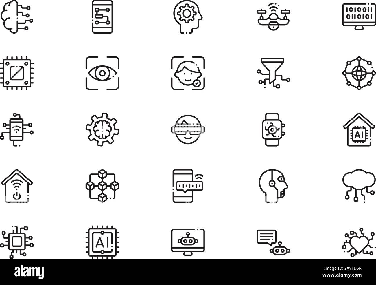 Artificial intelligence icons collection is a vector illustration with ...