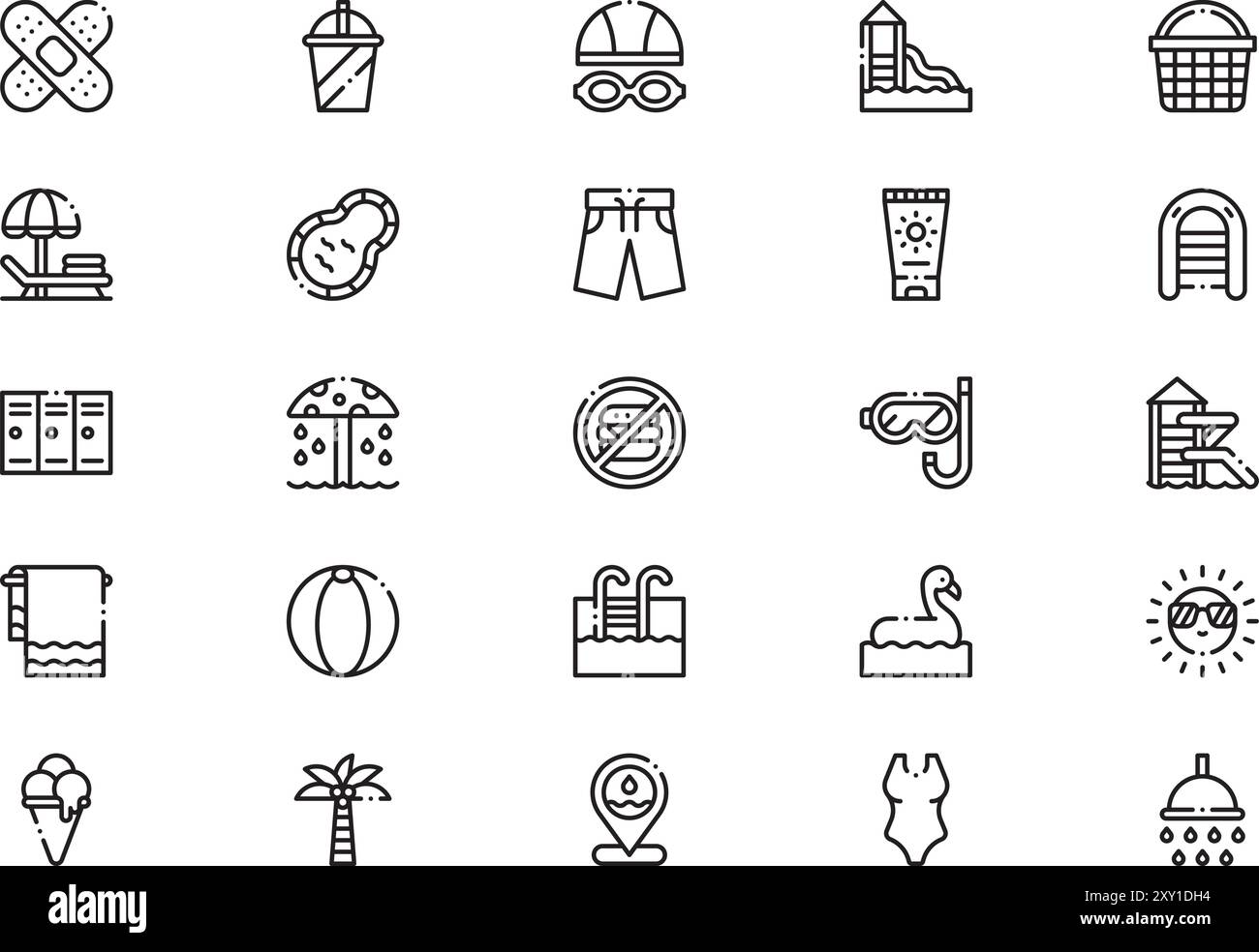 Water park icons collection is a vector illustration with editable ...