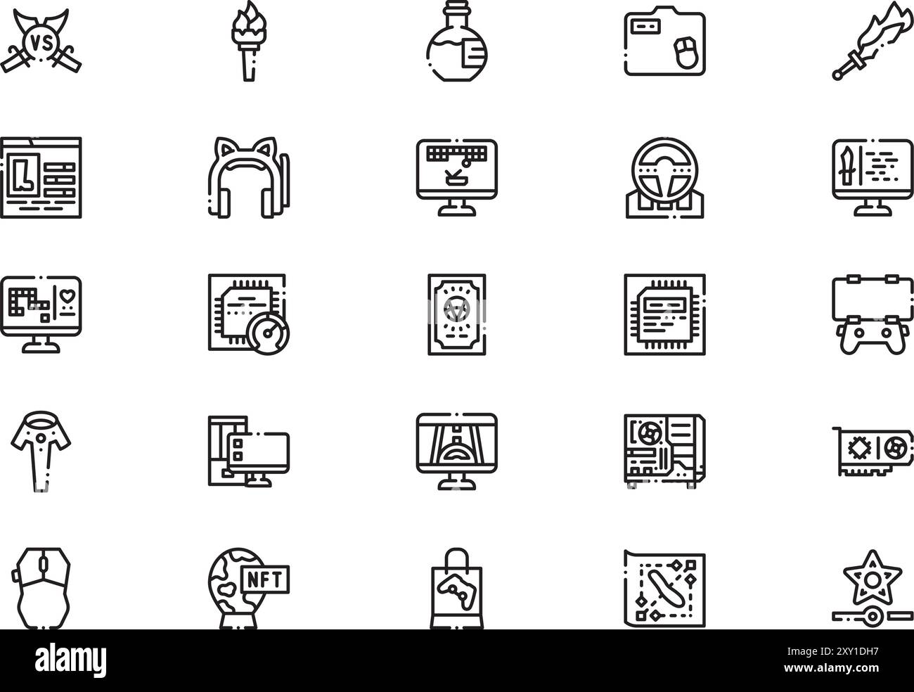 Gaming icons collection is a vector illustration with editable stroke ...