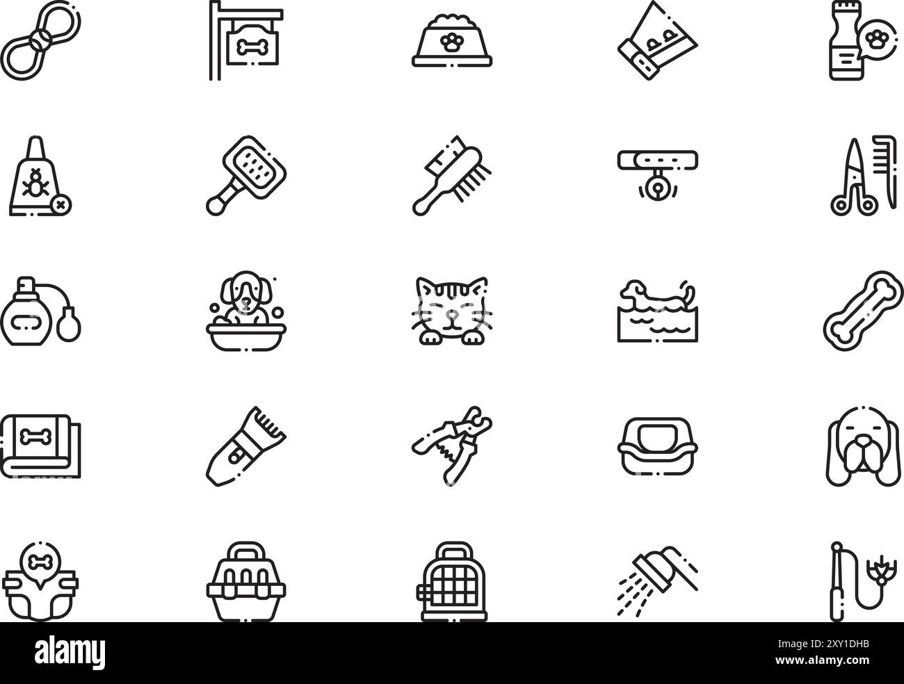 Pet grooming icons collection is a vector illustration with editable ...