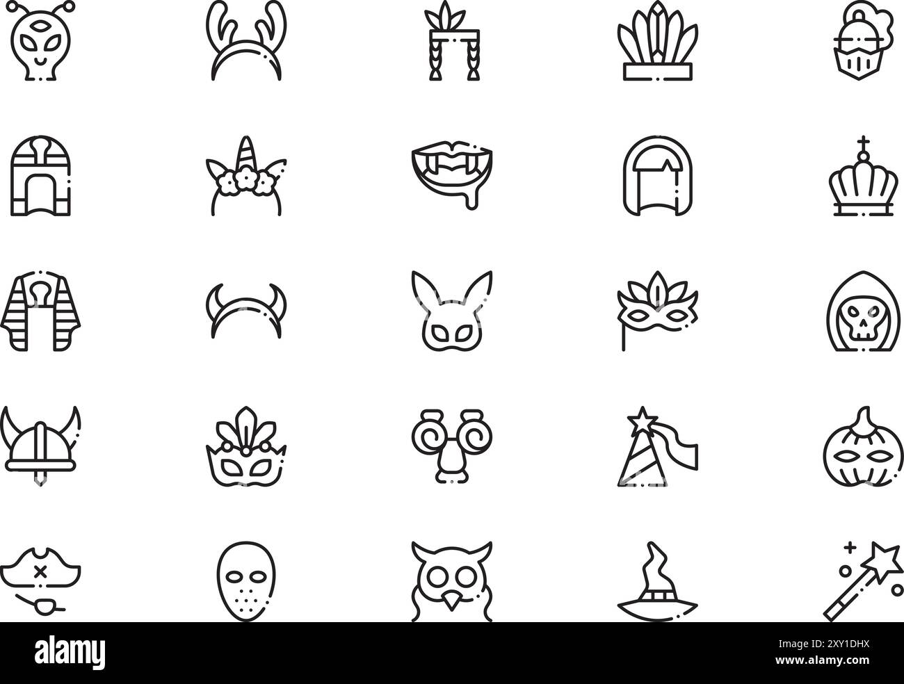 Costume party icons collection is a vector illustration with editable stroke Stock Vector Image ...