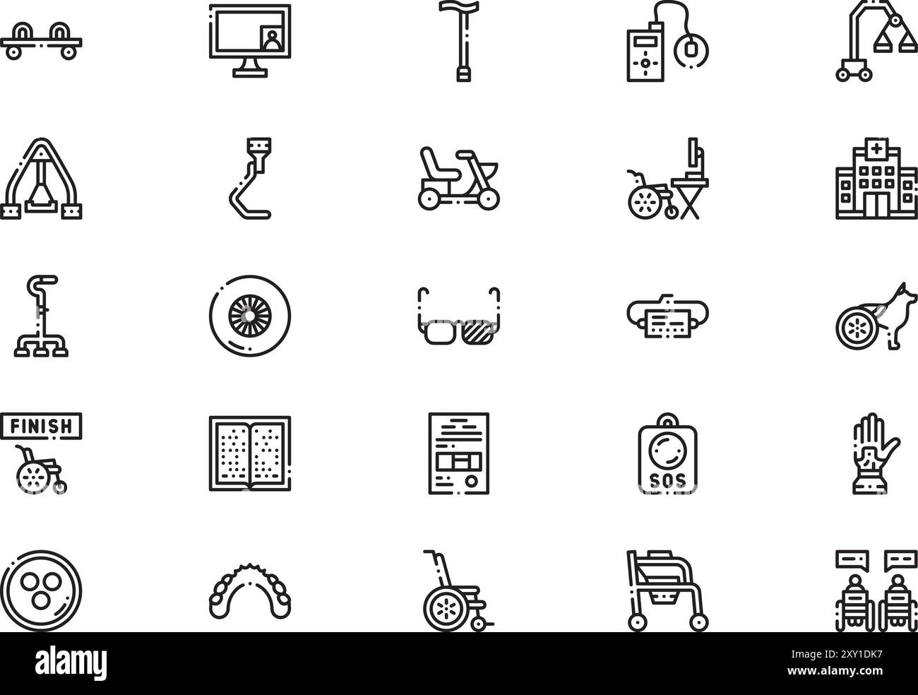 Disabled people assistance icons collection is a vector illustration ...