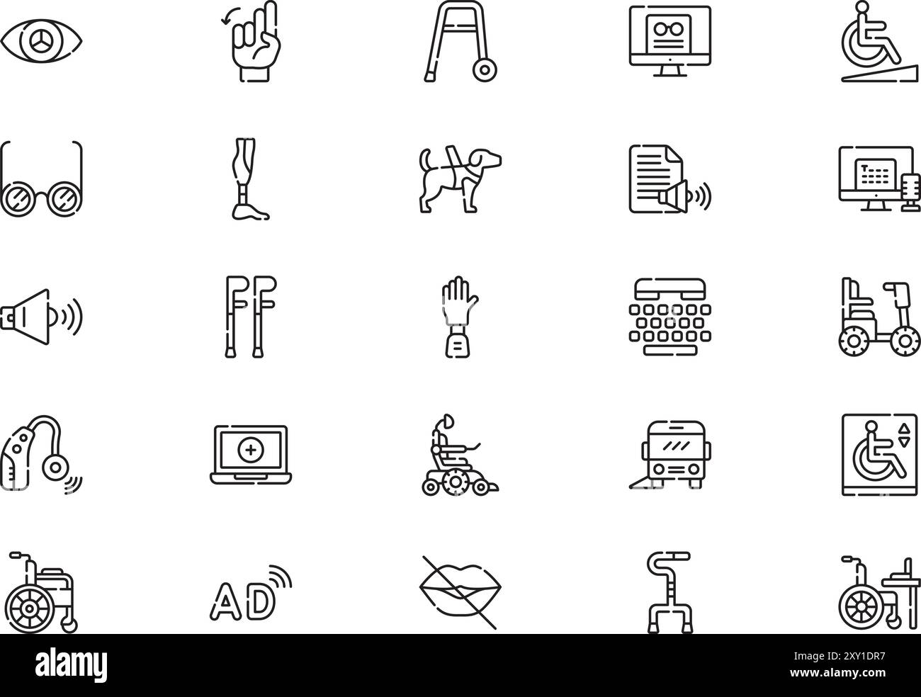 Accessibility icons collection is a vector illustration with editable ...