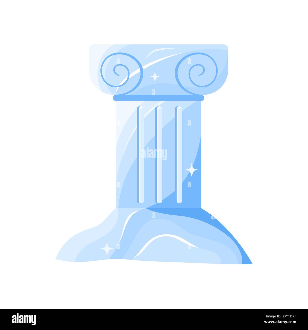 Ice antique column, shining icy pillar for classic frozen building ...