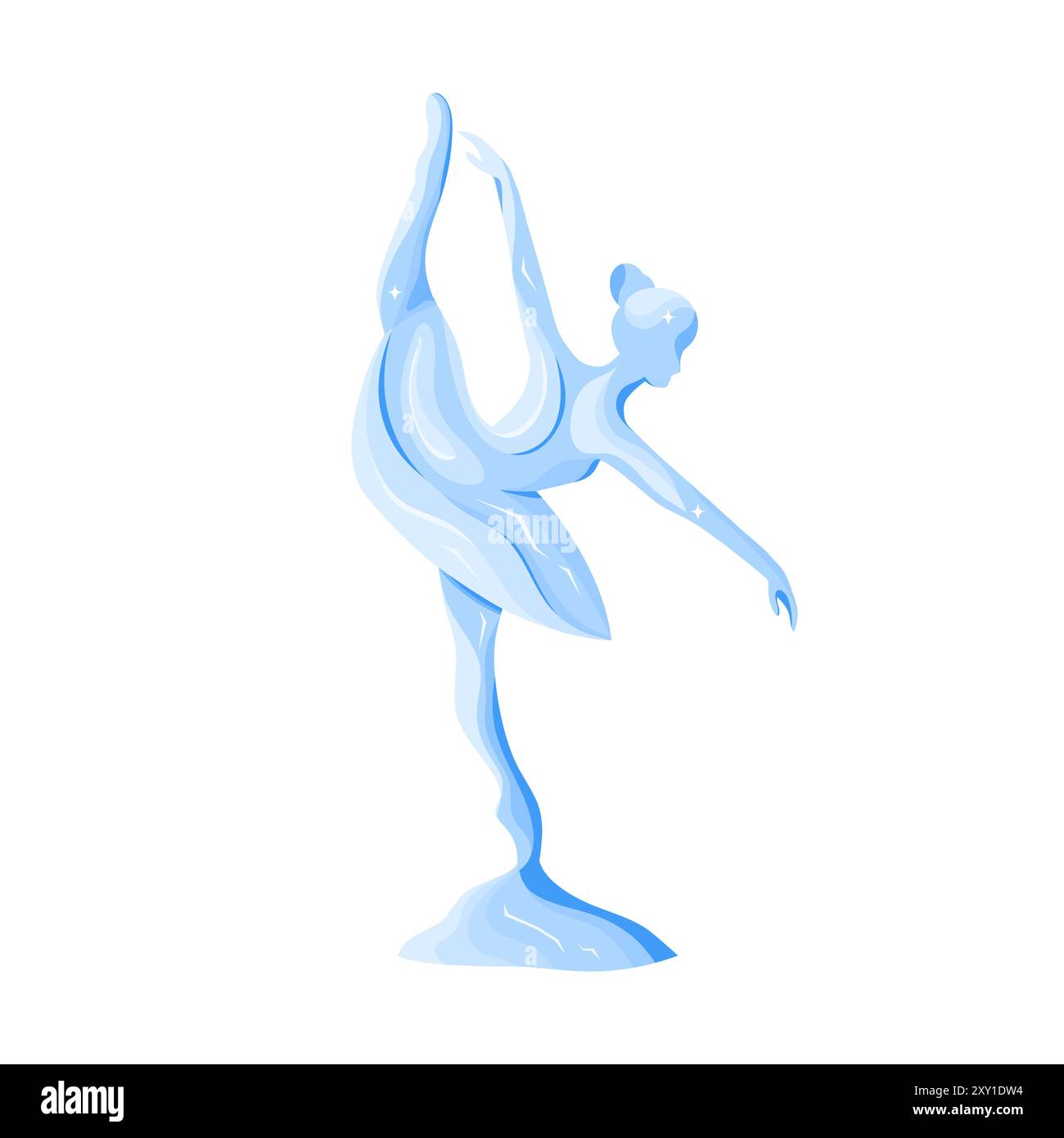Ice sculpture of dancing ballerina, frozen princess ballet dance vector ...