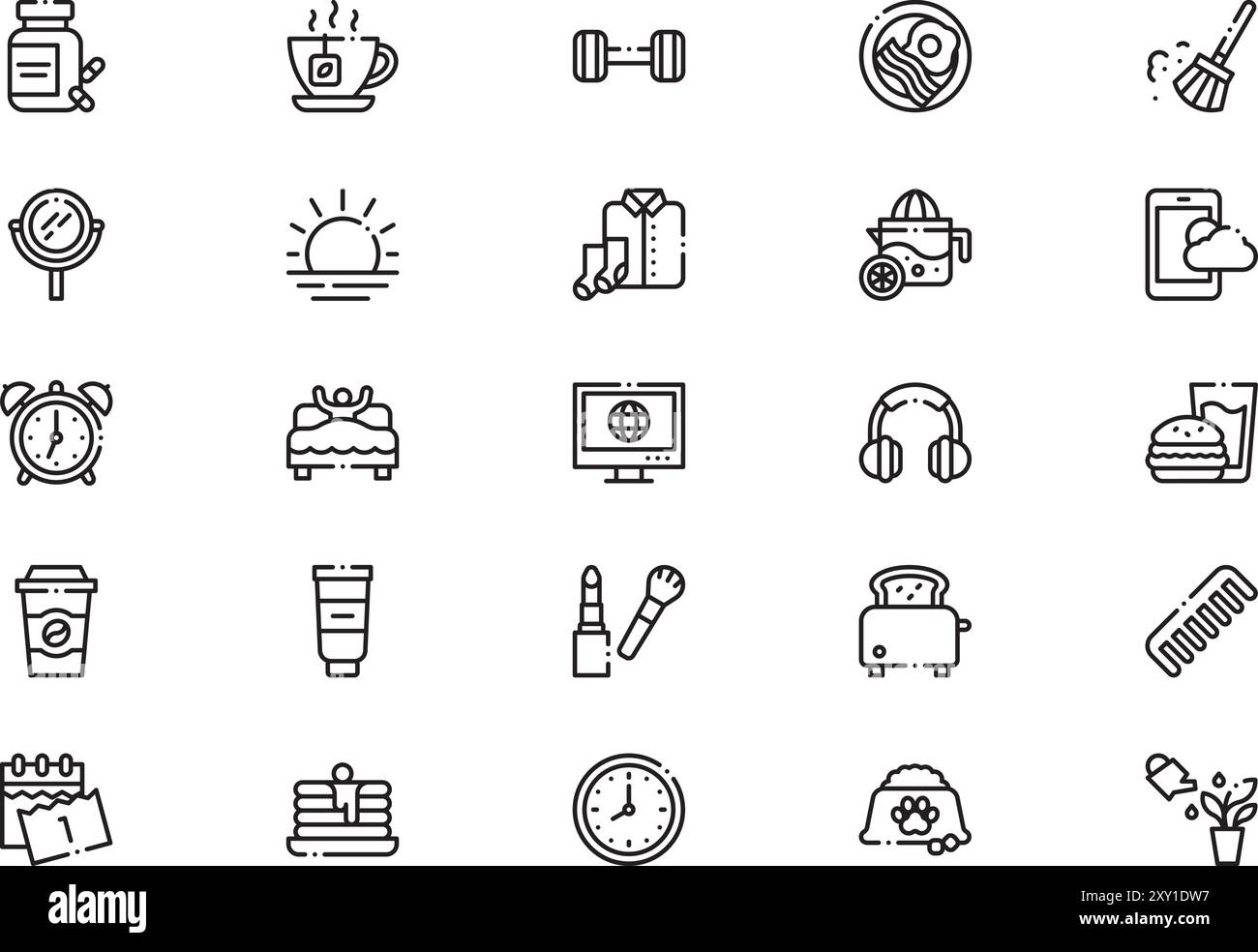 Morning routine icons collection is a vector illustration with editable ...