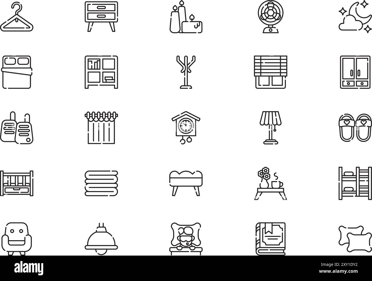 Bedroom icons collection is a vector illustration with editable stroke ...