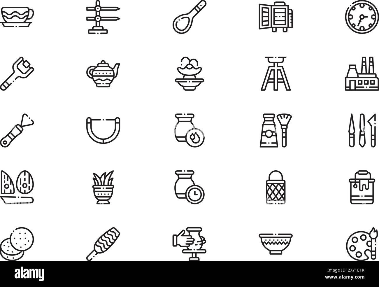 Pottery and ceramics icons collection is a vector illustration with ...