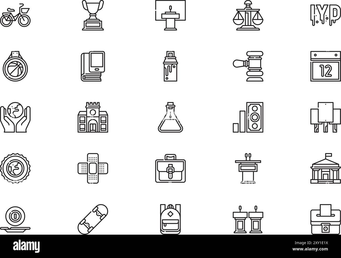 Youth day icons collection is a vector illustration with editable stroke Stock Vector Image ...