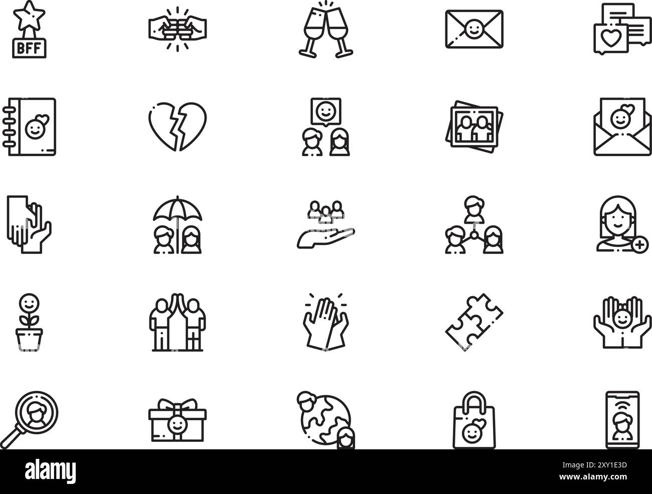 Friendship icons collection is a vector illustration with editable ...