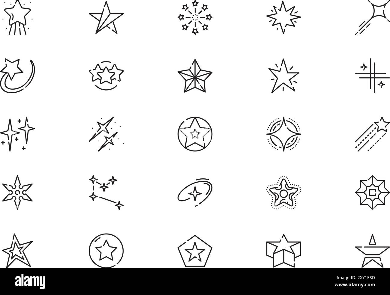 Stars icons collection is a vector illustration with editable stroke ...
