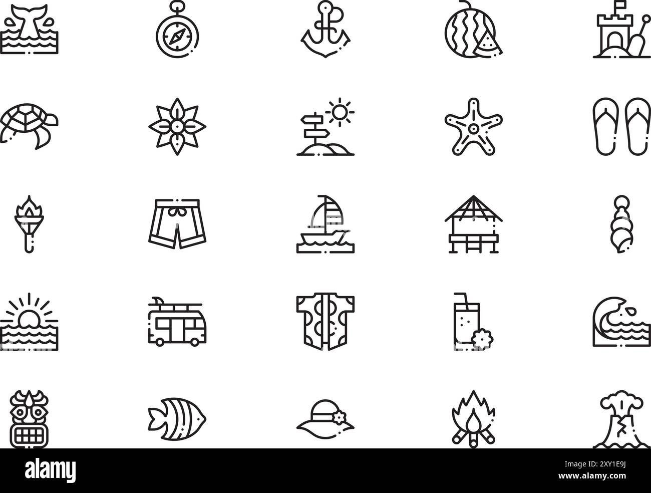 Hawaii icons collection is a vector illustration with editable stroke ...