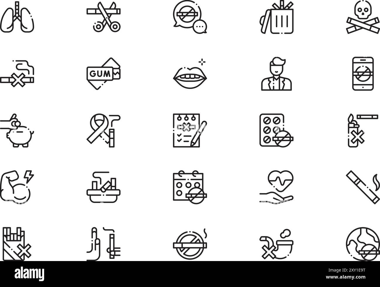 Quit smoking icons collection is a vector illustration with editable ...
