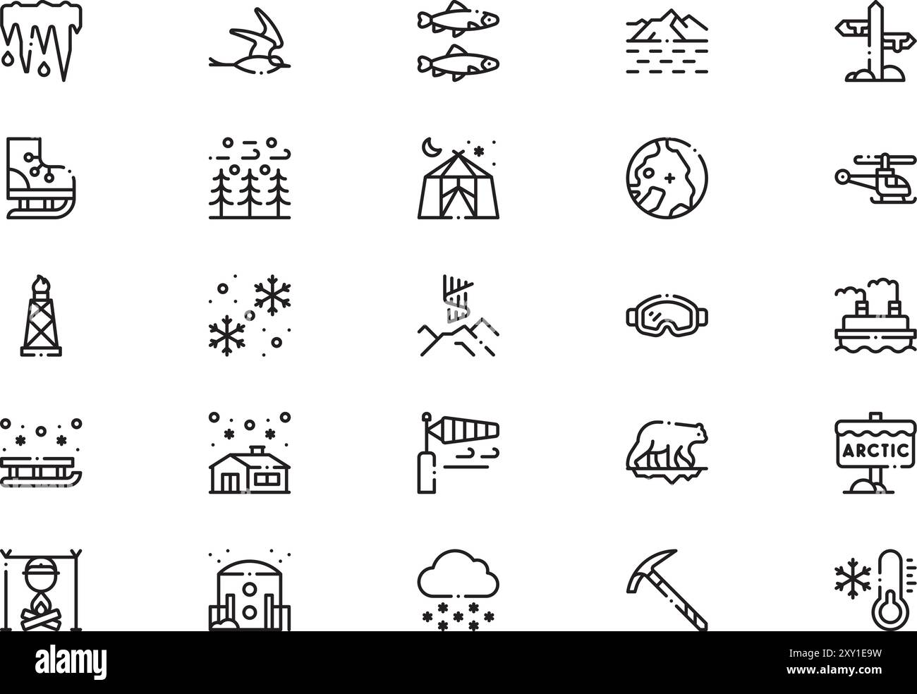 Arctic icons collection is a vector illustration with editable stroke ...