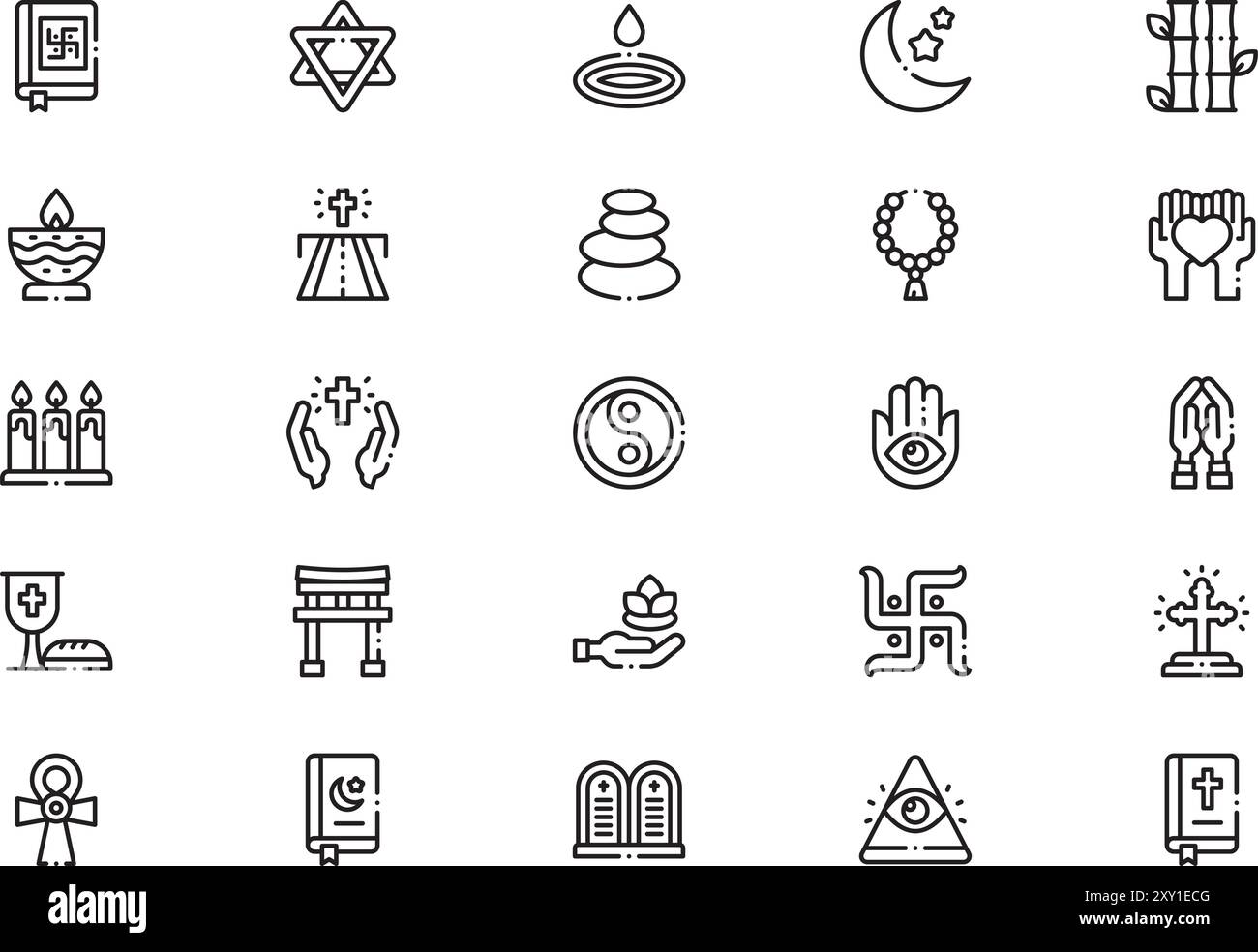 Spiritual icons collection is a vector illustration with editable ...