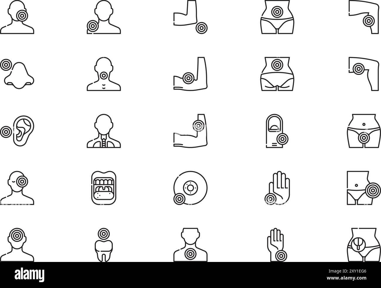 Body ache icons collection is a vector illustration with editable ...