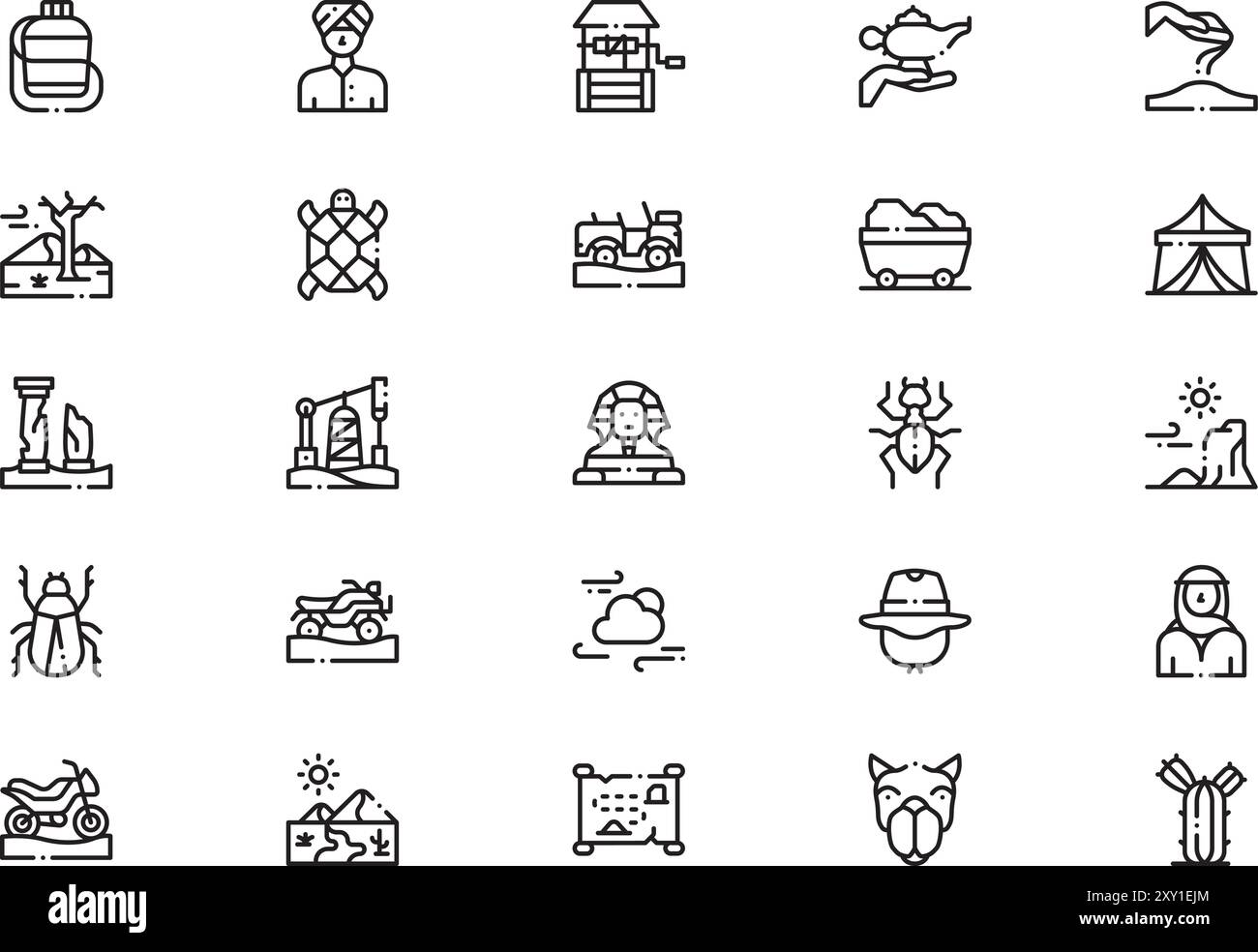 Desert icons collection is a vector illustration with editable stroke ...