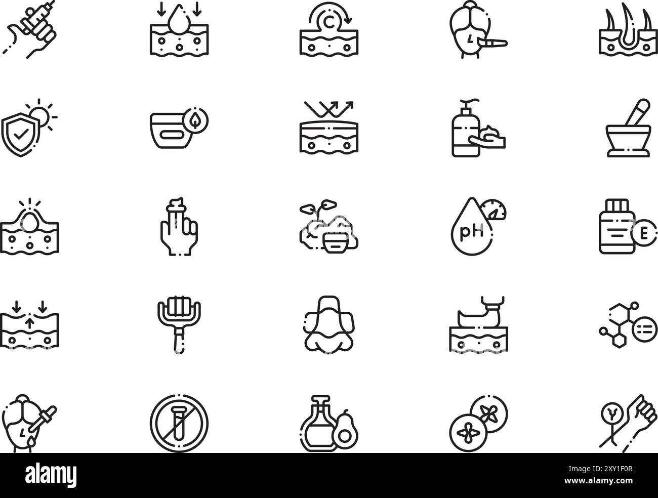 Skincare icons collection is a vector illustration with editable stroke ...