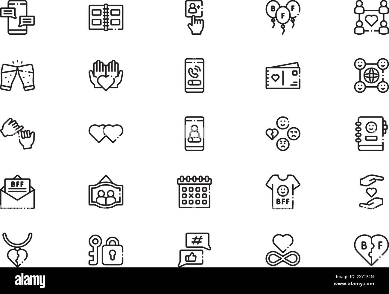Friendship icons collection is a vector illustration with editable ...