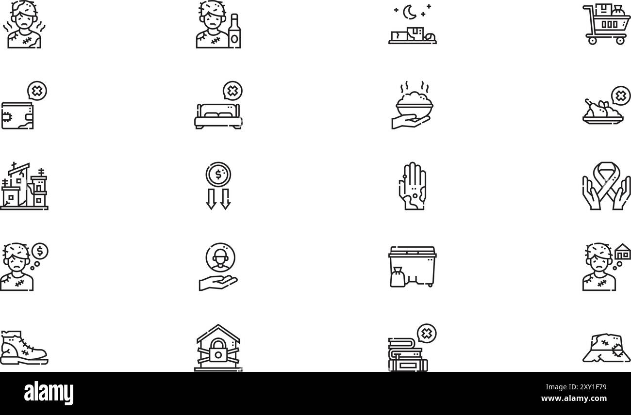 Poverty icons collection is a vector illustration with editable stroke ...