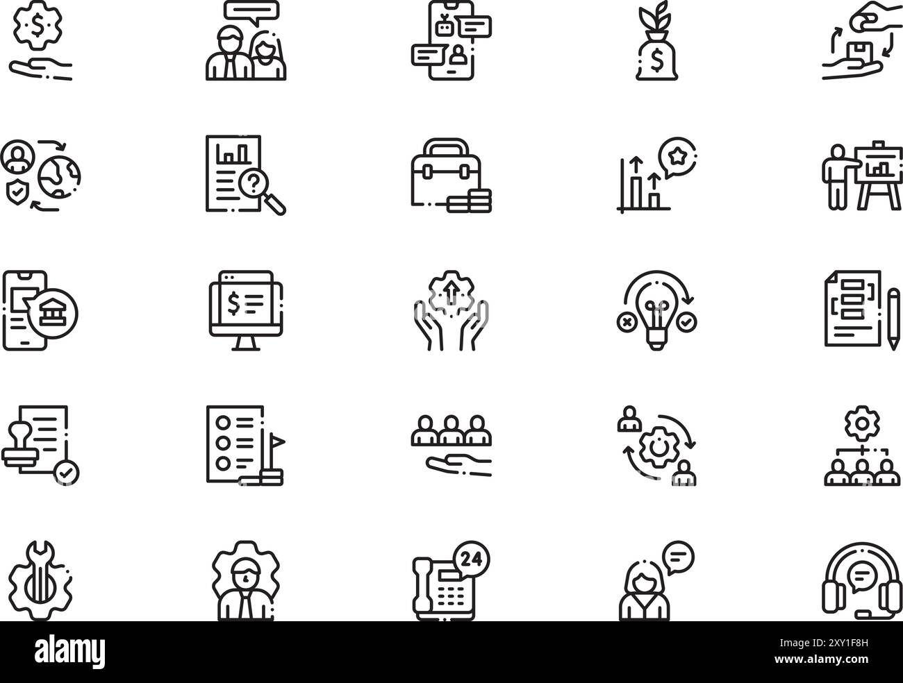 Business services icons collection is a vector illustration with ...