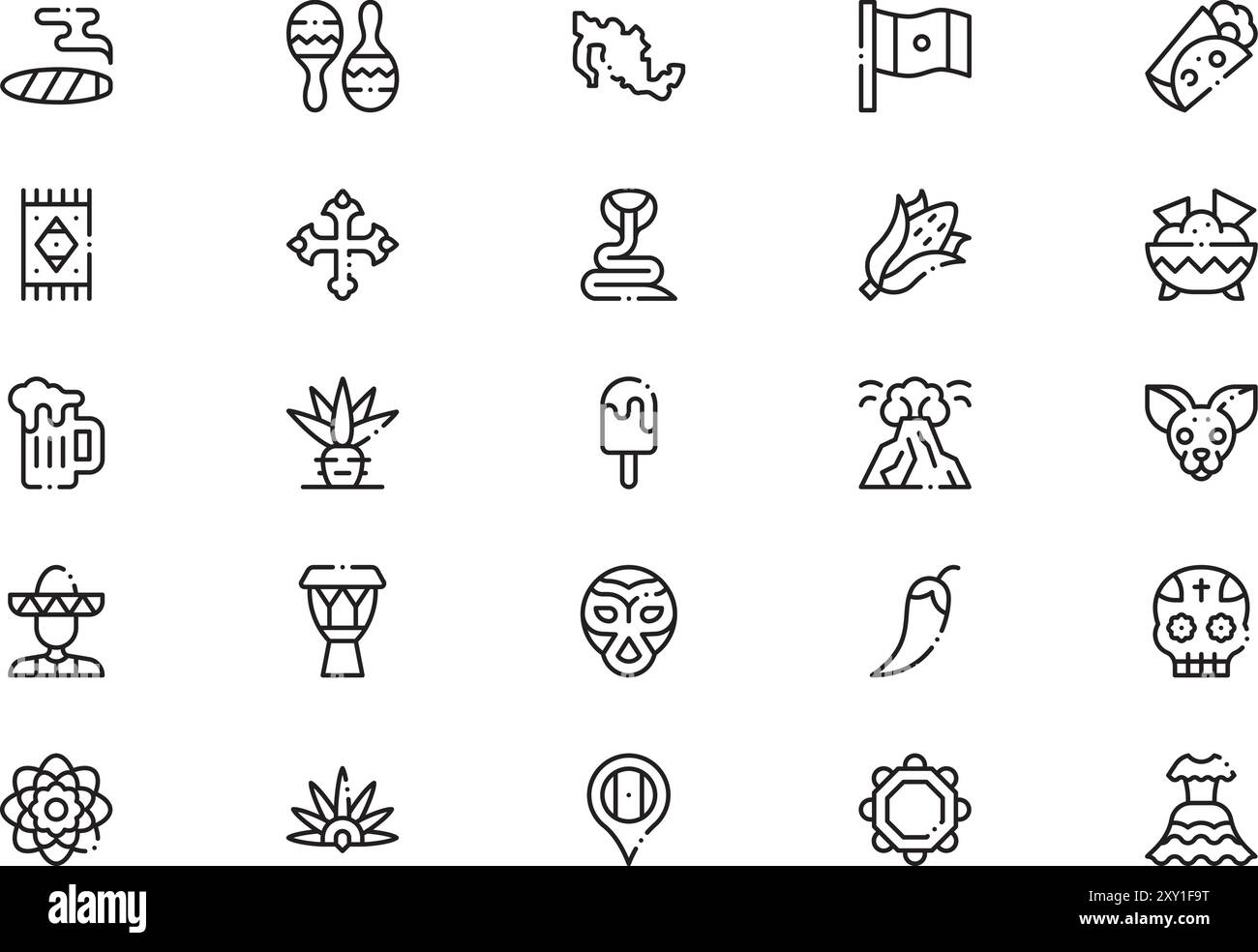 Mexico icons collection is a vector illustration with editable stroke ...