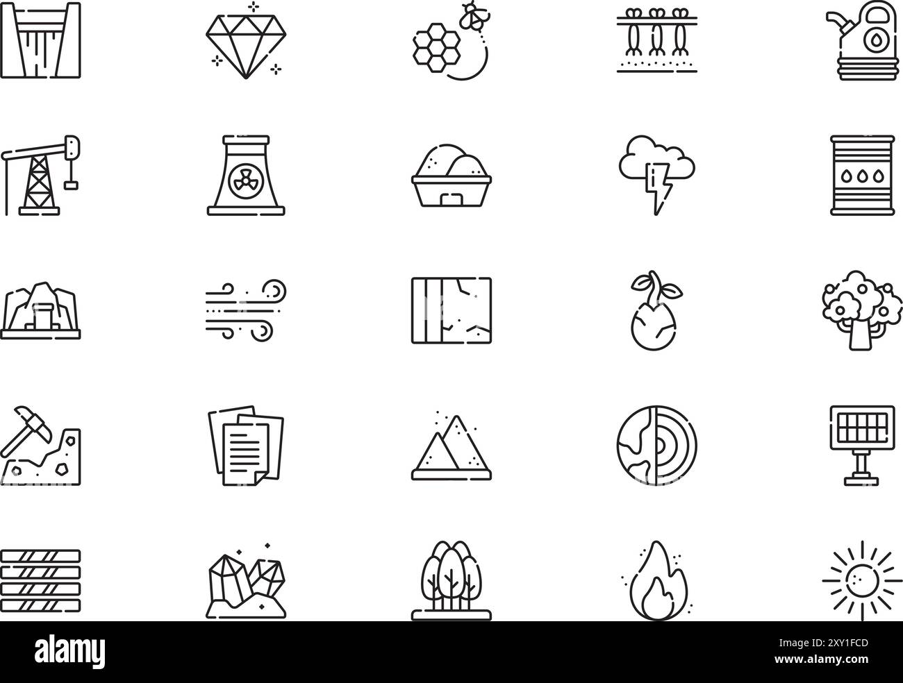 Natural resources icons collection is a vector illustration with ...