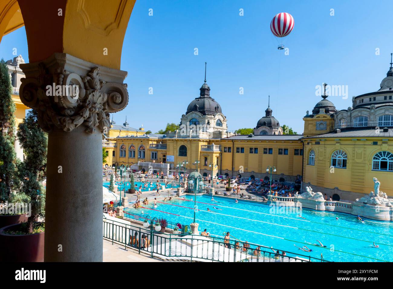 sunny day in the Széchenyi thermal bath in Budapest Stock Photo - Alamy